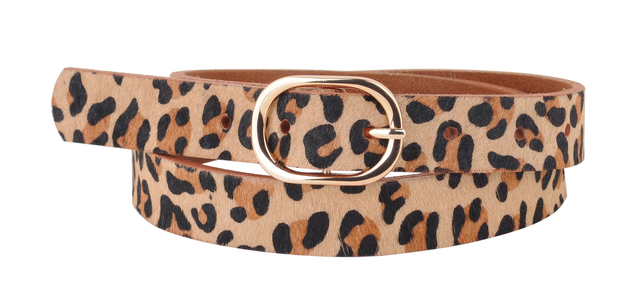 Leopard Print Calf Hair Genuine Leather Belt - Sea Island Trading ...